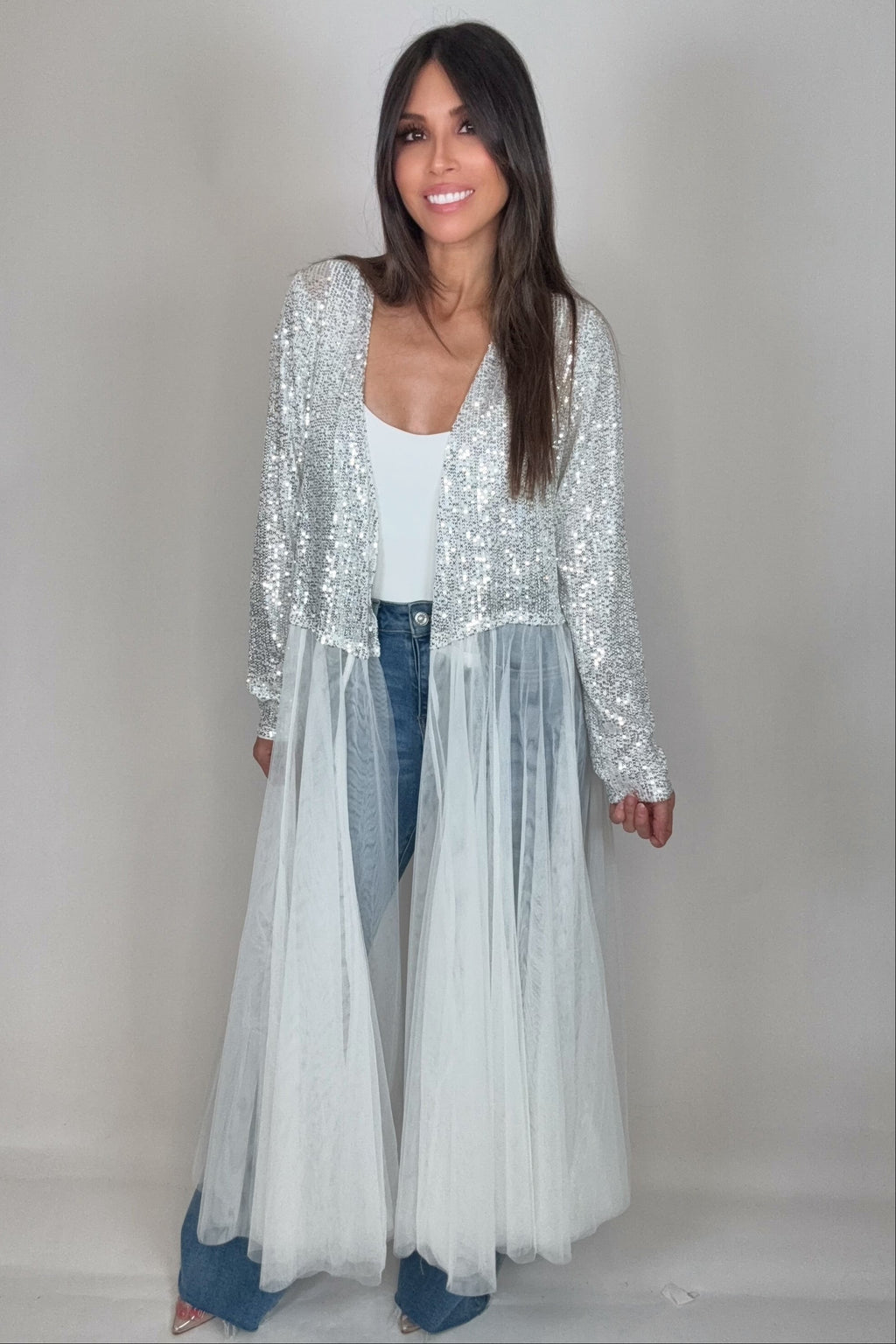 Silver Glam Sequin Duster